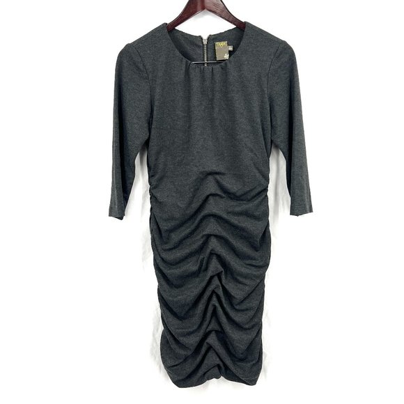 Taylor | Dresses | Taylor Half Sleeve Rouched Bodycon Mini Dress Gray ...
